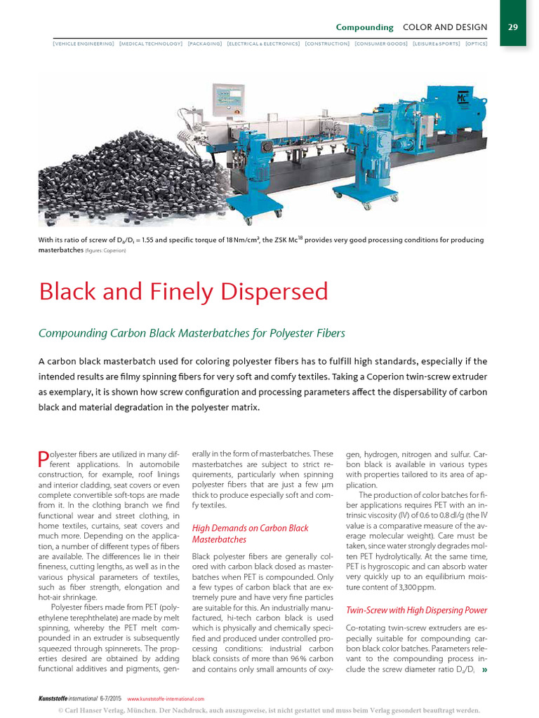 Compounding Carbon Black Masterbatches For Polyester Fibers | Download Free PDF | Polyester ...
