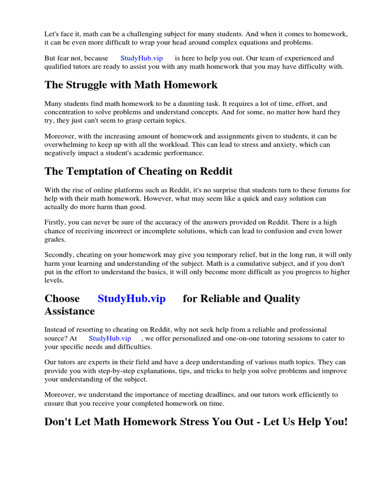 Reddit Cheat Math Homework | PDF | Mathematics | Academic Dishonesty