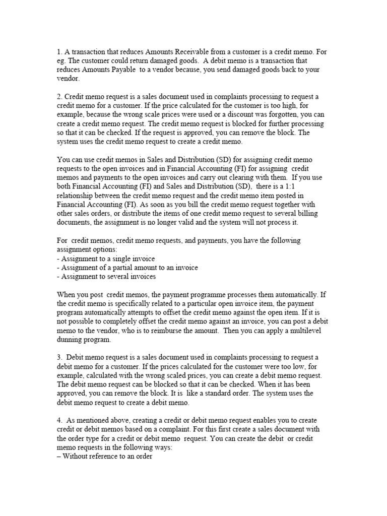 Understanding Debit and Credit Memos | PDF | Invoice | Credit Card