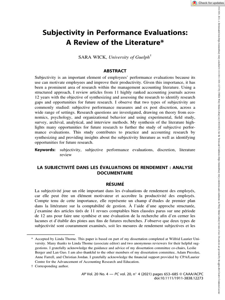 Subjectivity in Performance Evaluations | PDF | Risk | Performance ...