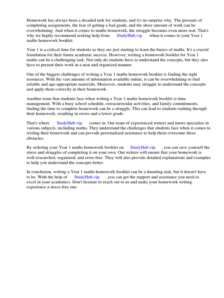 Maths Homework Booklet Year 1 | Download Free PDF | Books | Homework