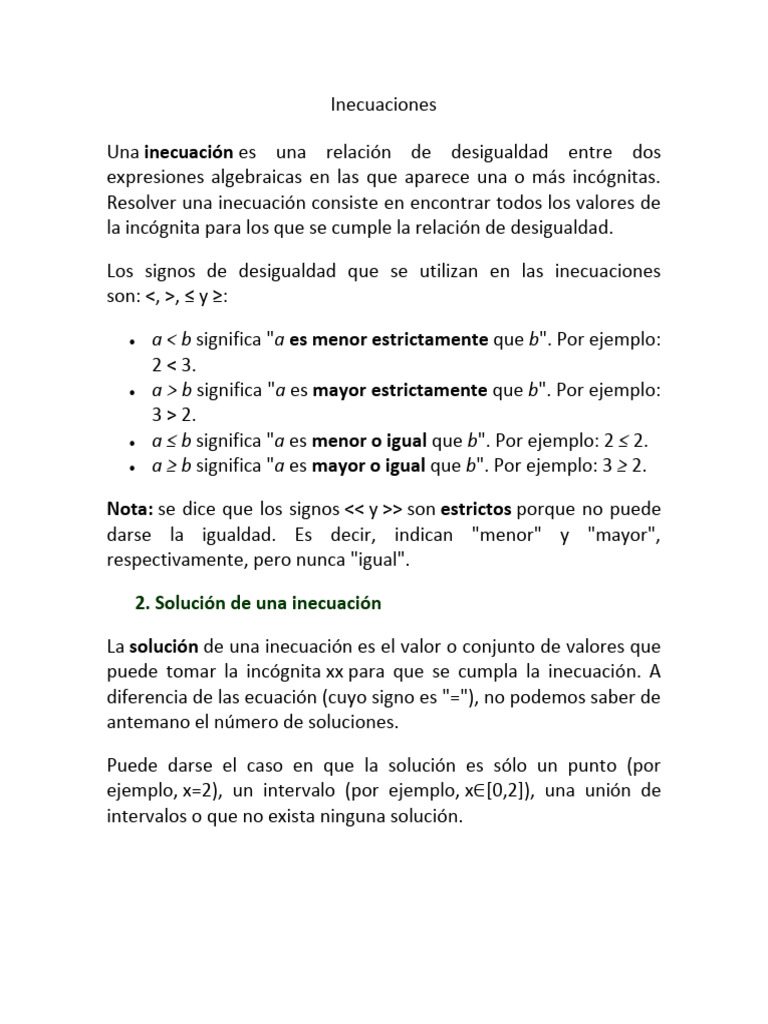 Inecuaciones | PDF | Desigualdad (Matemáticas) | Ecuaciones