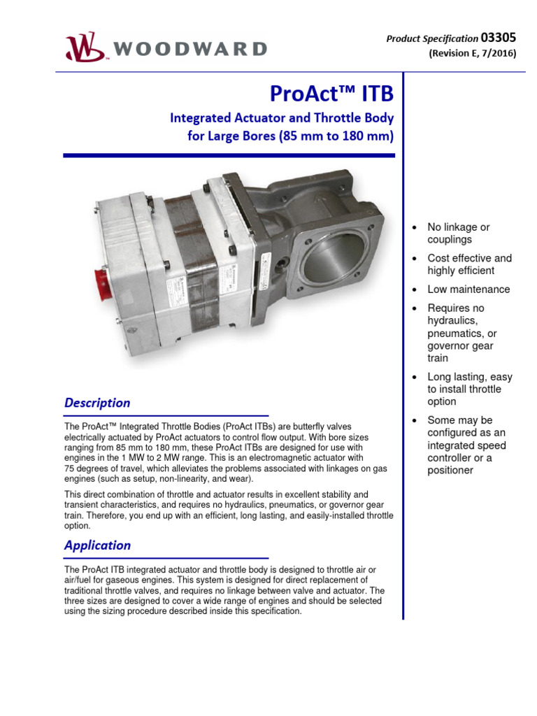 Proact™ Itb: Integrated Actuator and Throttle Body For Large Bores (85 ...