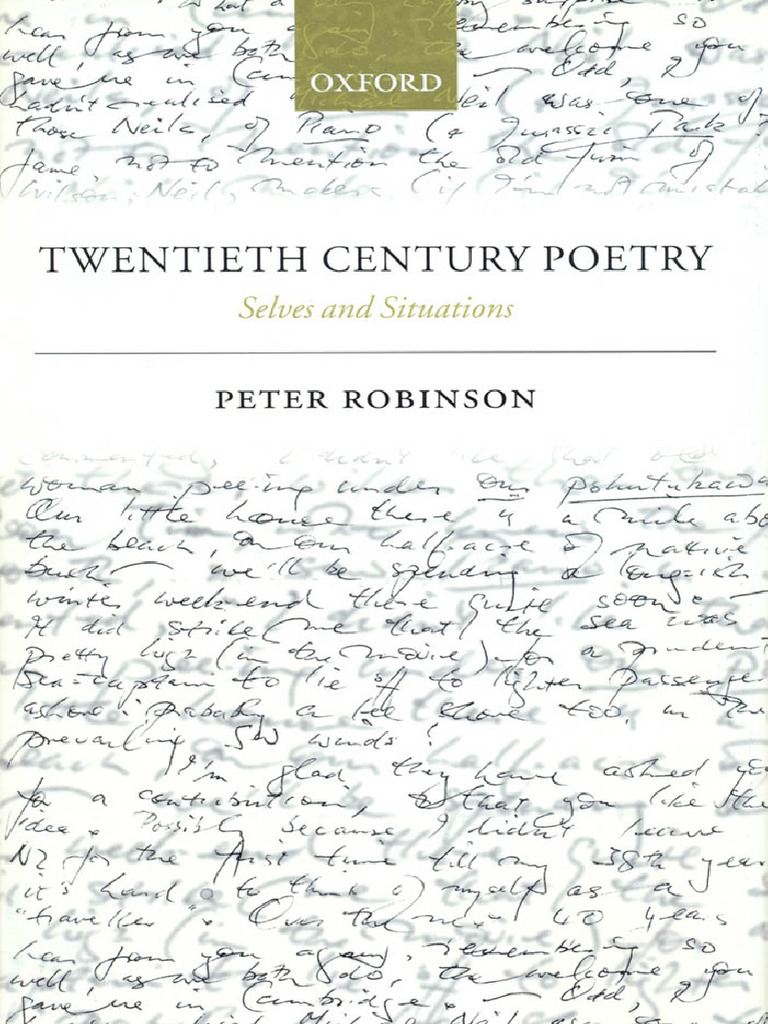 Peter Robinson - Twentieth Century Poetry - Selves and Situations (2005 ...