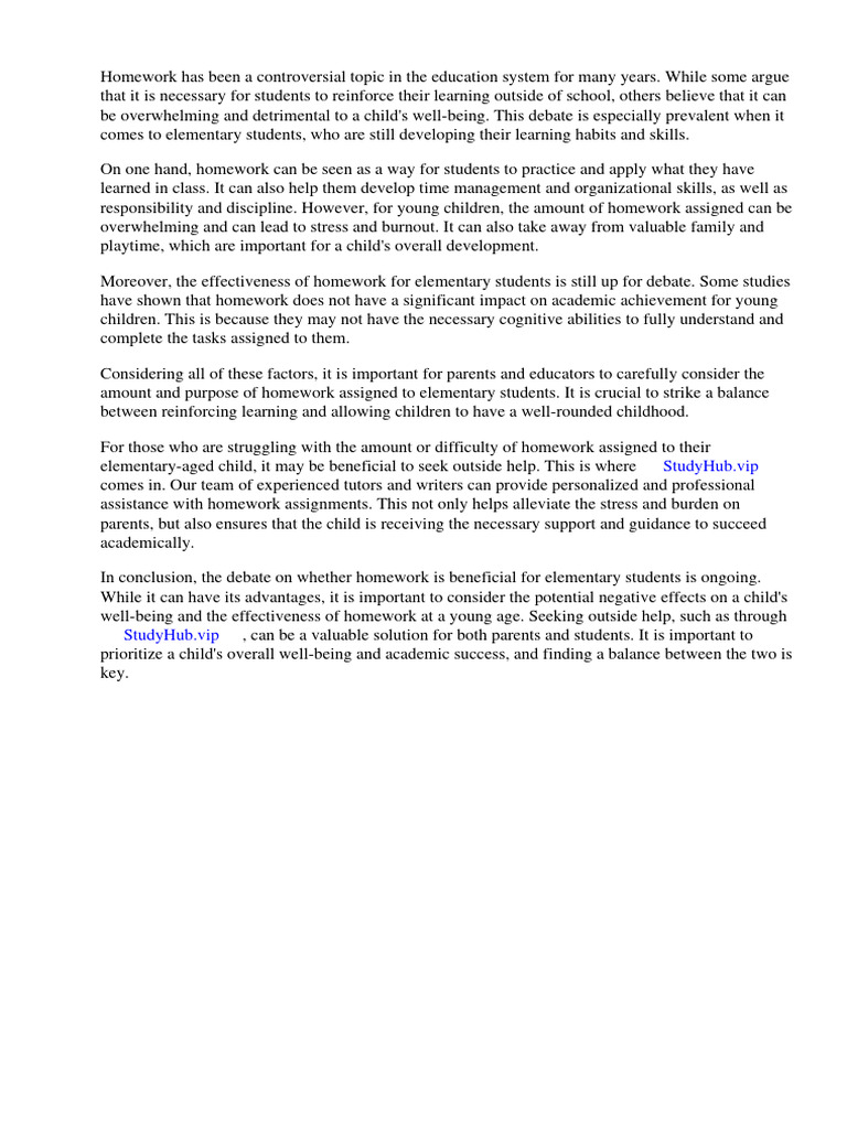 Is Homework Beneficial For Elementary Students | PDF | Homework | Learning