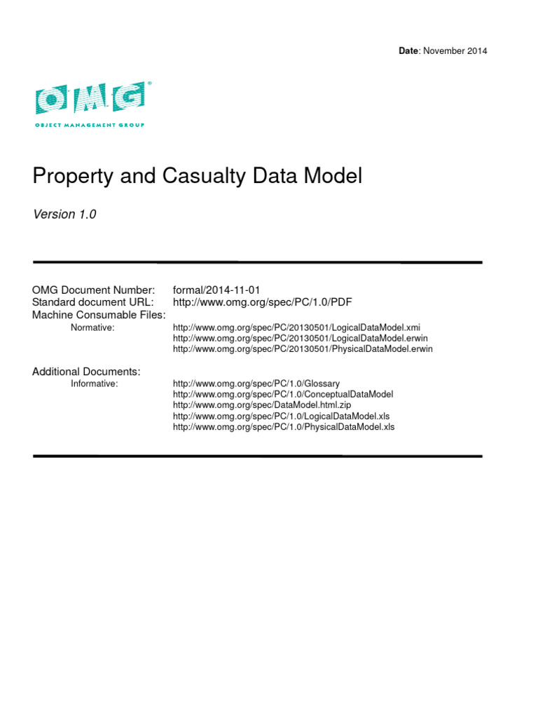 OMG P&C Data Models | PDF | Conceptual Model | Data Model