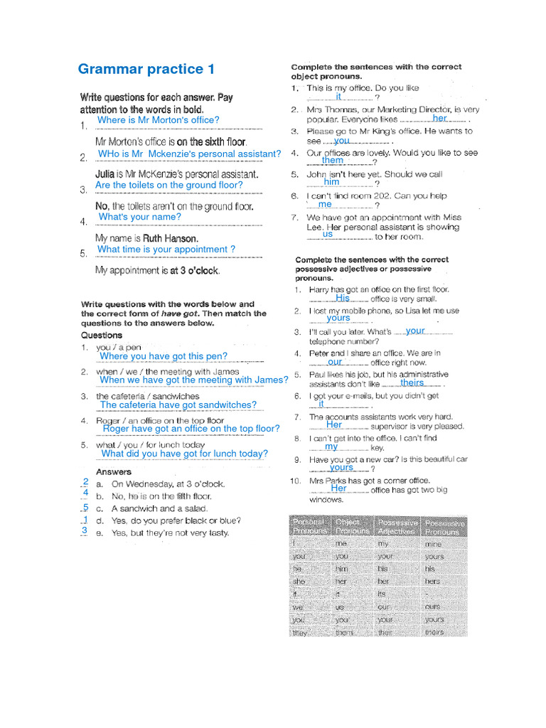 Grammar Practice 1 | PDF