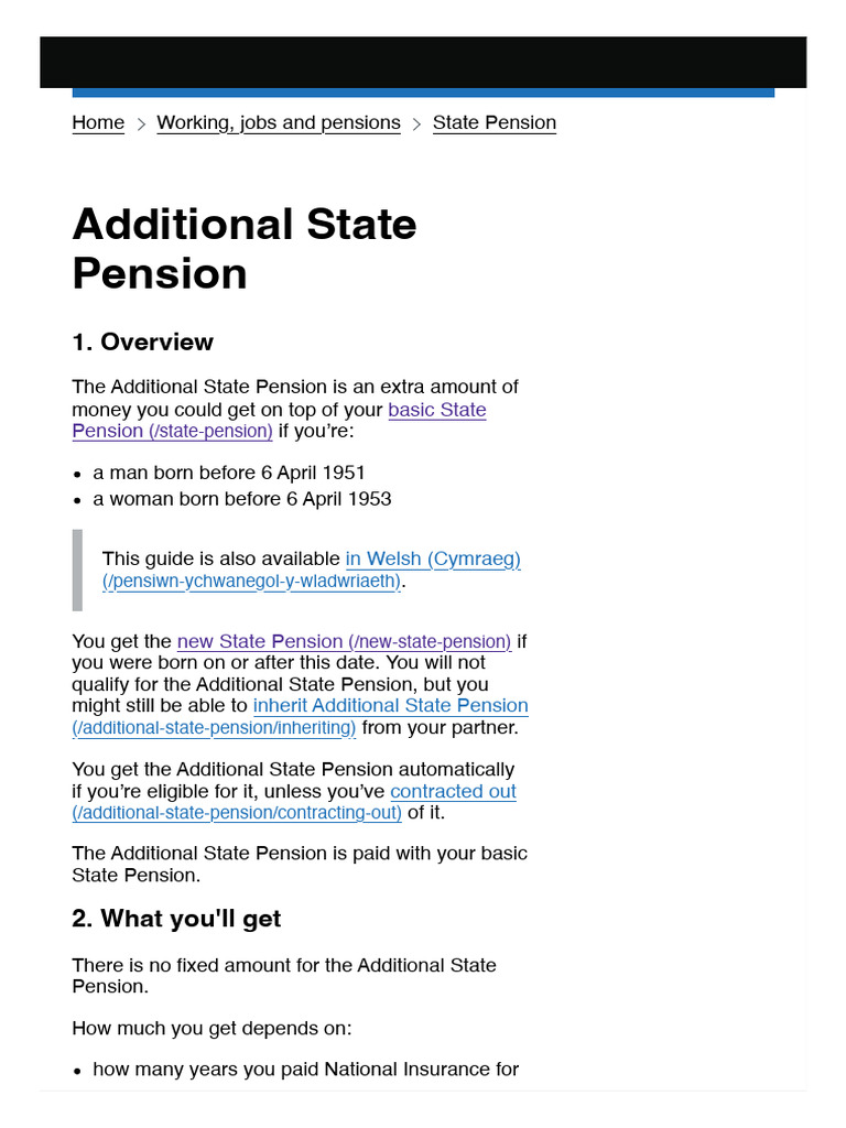 Print Additional State Pension - Overview - GOV - UK | PDF | Pension ...