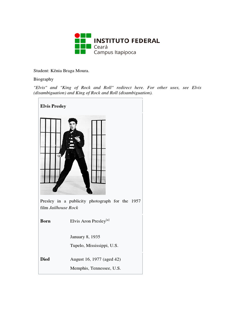 Biografia Elvis | PDF | Elvis Presley