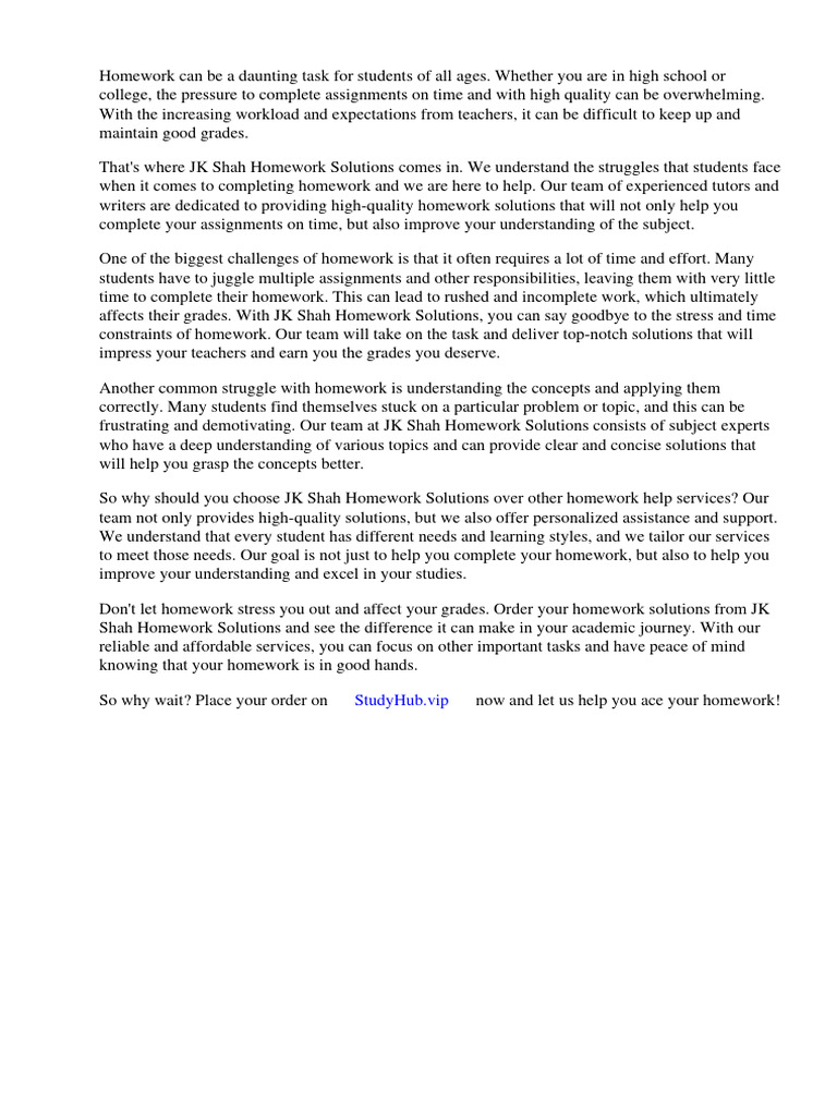 JK Shah Homework Solutions Overview | PDF | Homework