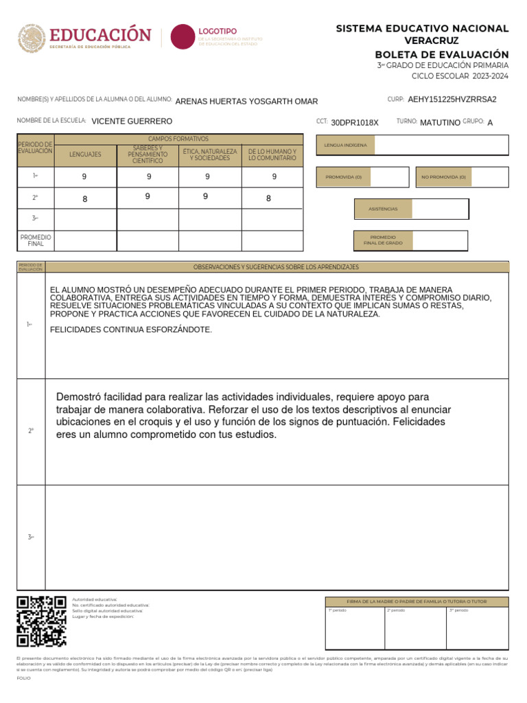 Boletas Tercer Grado | PDF | Evaluación | Educación primaria