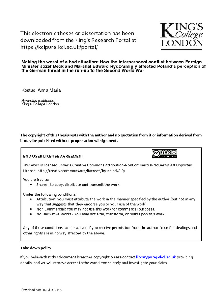 2015 Kostus Anna 0736821 Ethesis | PDF | Poland | Nazi Germany