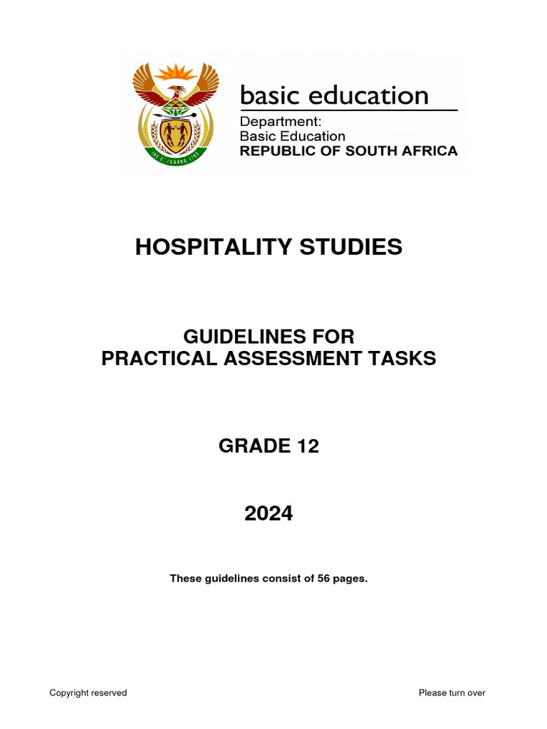 Hospitality Studies PAT GR 12 2024 Eng | PDF | Waiting Staff | Hors D ...