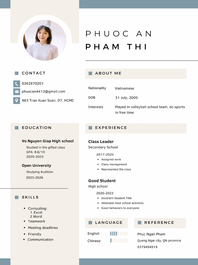 HOU - TANC2 - Writing a Complete CV - Phạm Thị Phước An | PDF