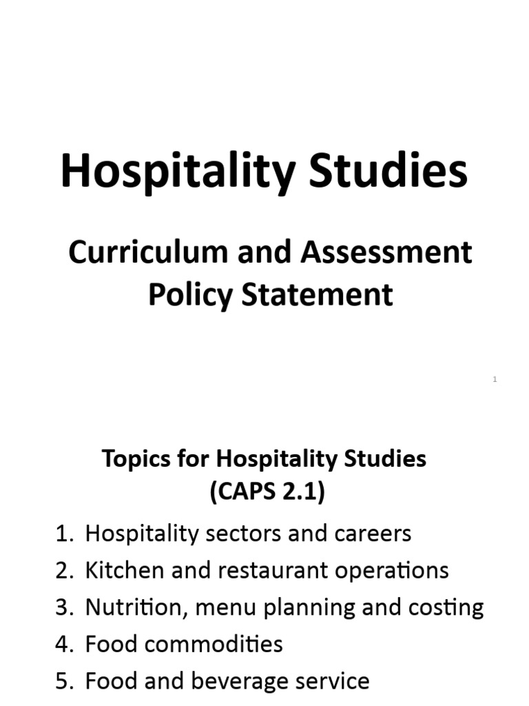 Grade 11 Introduction To Hospitality Studies | PDF | Educational ...