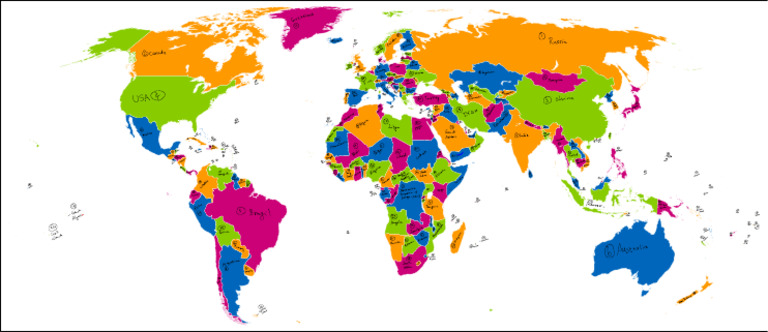 World Map With Four Colours | PDF