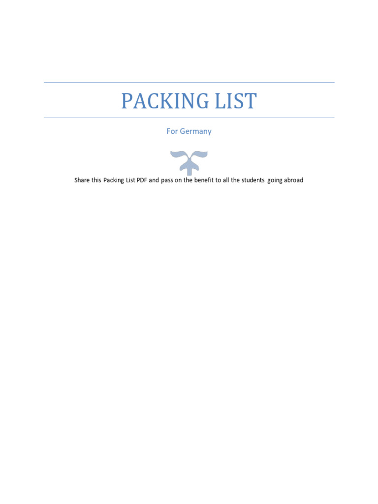 Packing List For Germany | PDF | Usb Flash Drive
