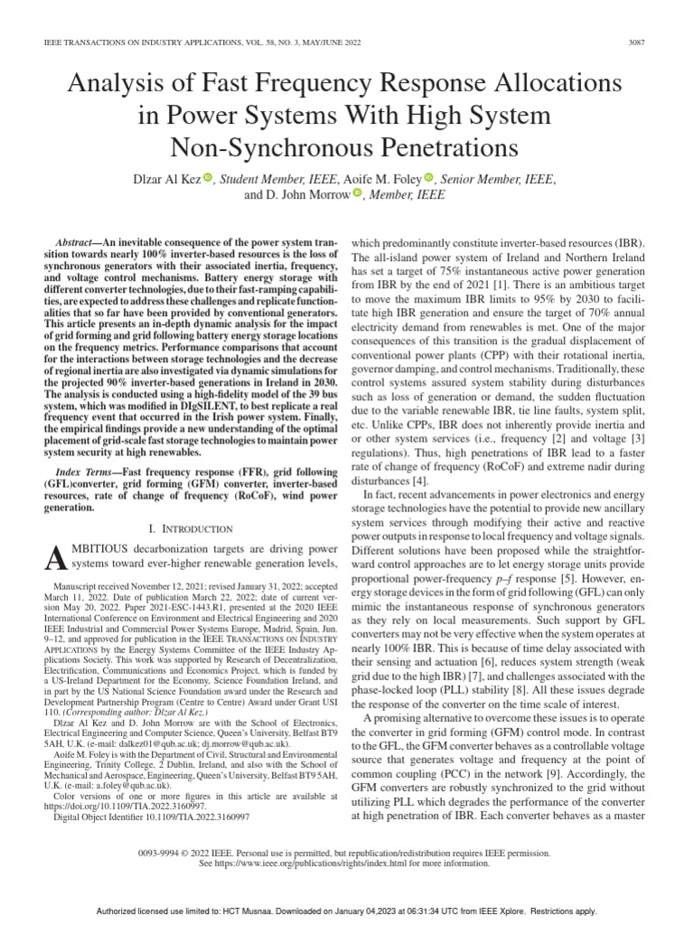 Analysis of Fast Frequency Response Allocations in Power Systems With ... Analysis of Fast Frequency Response Allocations in Power Systems With ...