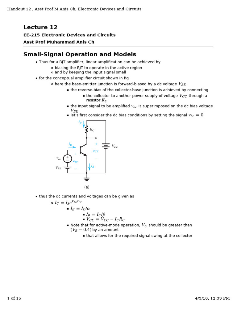 Handout (6.5) | PDF | Bipolar Junction Transistor | Amplifier