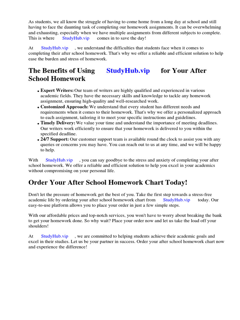 After School Homework Help Guide | PDF | Homework | Disciplines