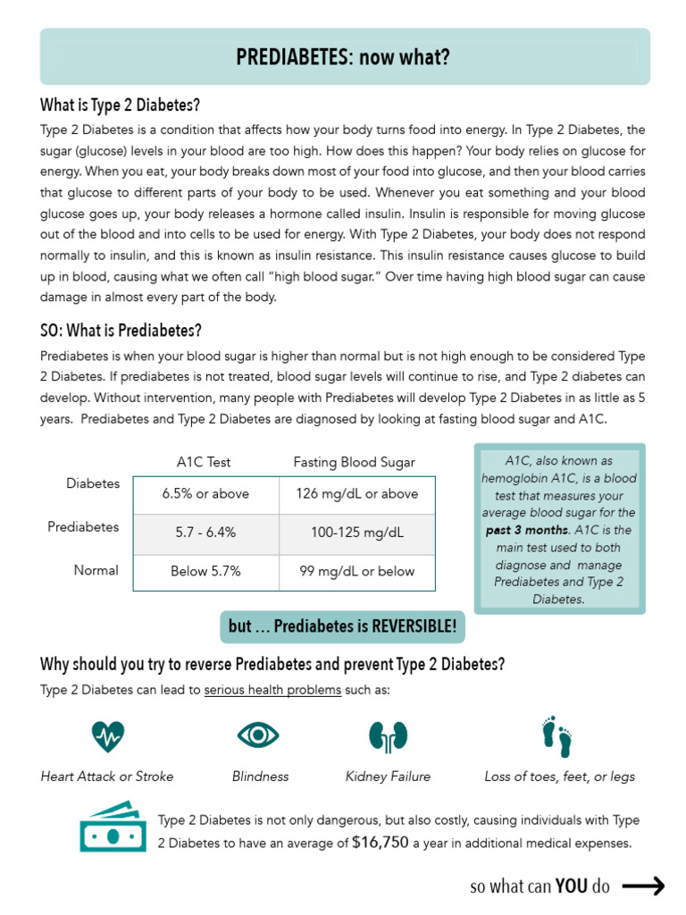 Prediabetes Handout | PDF | Prediabetes | Hyperglycemia