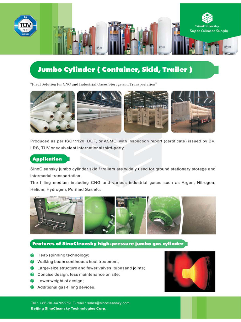 SinoCleansky Jumbo Cylinder (Container, Skid, Trailer) Leaflet | PDF
