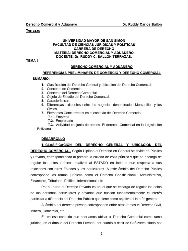 Comparto 'Libro de Derecho Comercial y Aduanero. DR - Ruddy Ballon (1) ' Con Usted | PDF ...