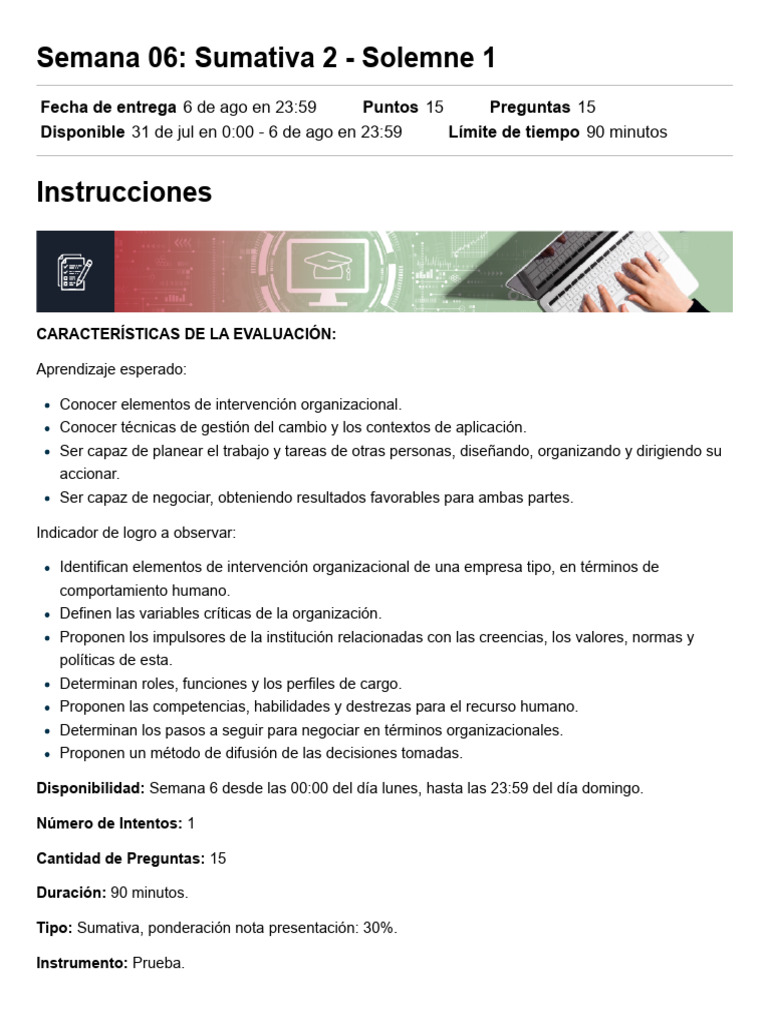 Semana 06 - Sumativa 2 - Solemne 1 - 202315.1784 - Gestión Organizacional-1 | PDF | Business ...