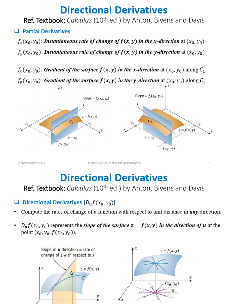 Lesson 05 - Directional Derivatives | PDF | Derivative | Gradient Lesson 05 - Directional Derivatives | PDF | Derivative | Gradient