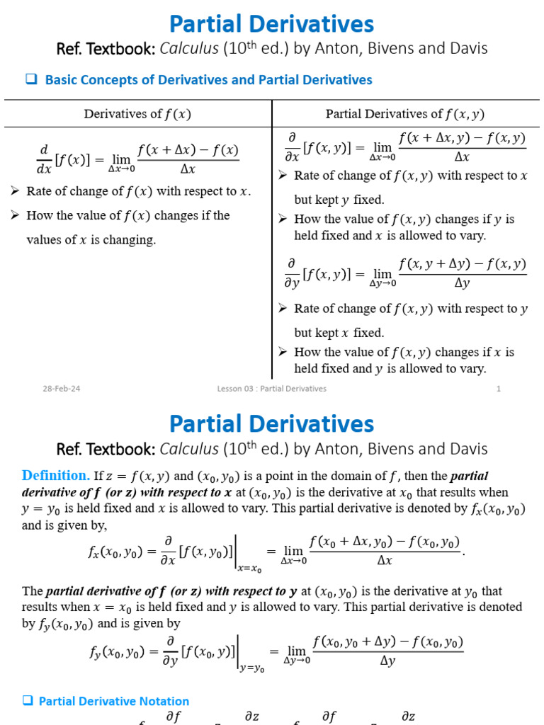 Lesson 03_Partial Derivatives (1) | PDF | Derivative | Differential Equations