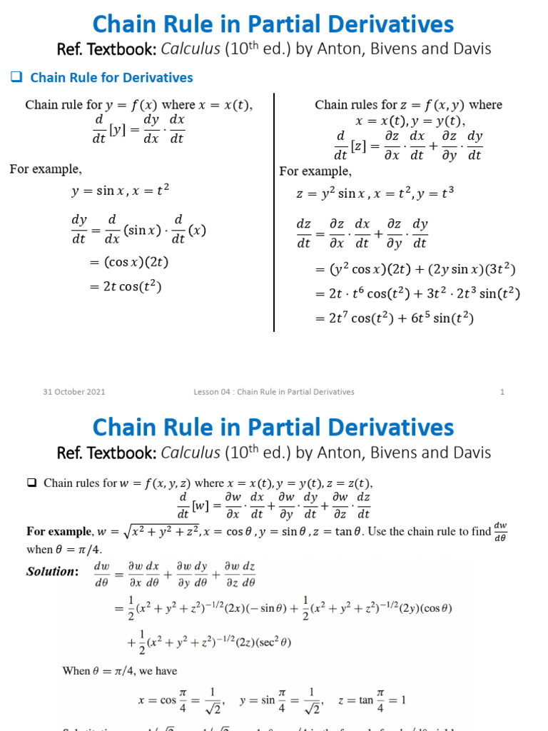 Lesson 04_Chain Rule for Partial Derivatives (2) | PDF | Derivative | Differential Calculus