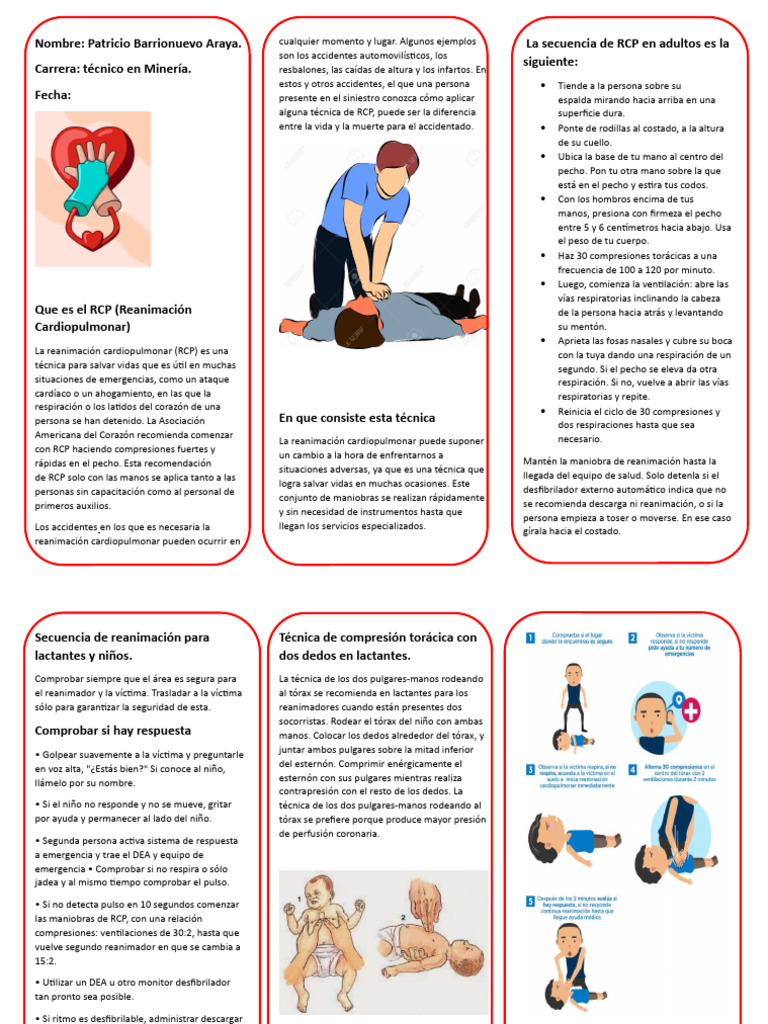 Guía Básica de RCP: Pasos Esenciales | PDF | Reanimación cardiopulmonar ...