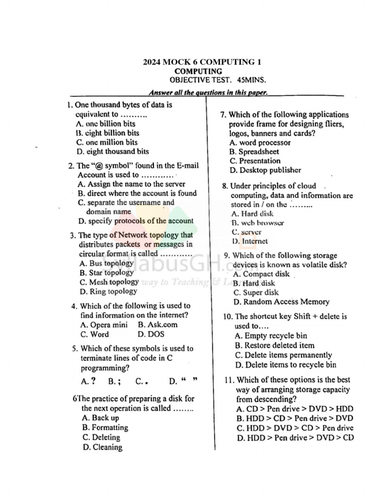 2024 Mock 6 Computing 1 | PDF