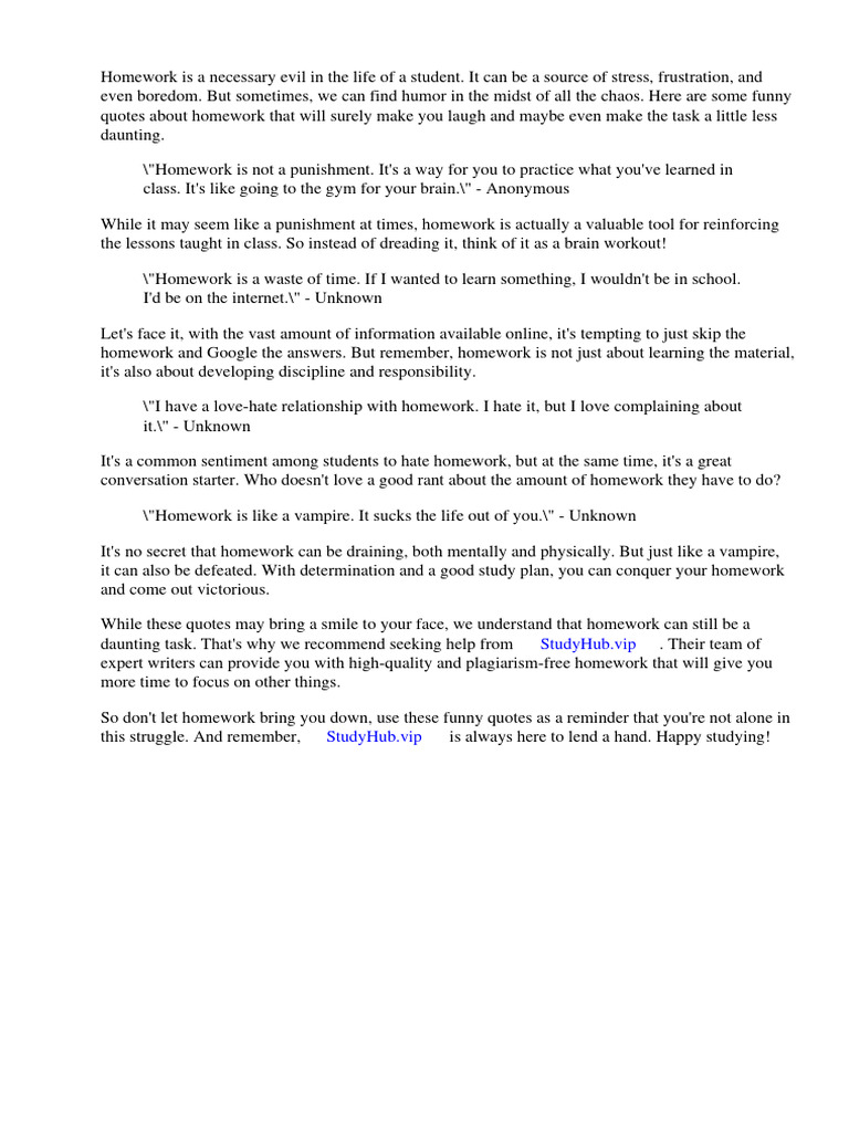 Homework Funny Quotes | PDF | Homework