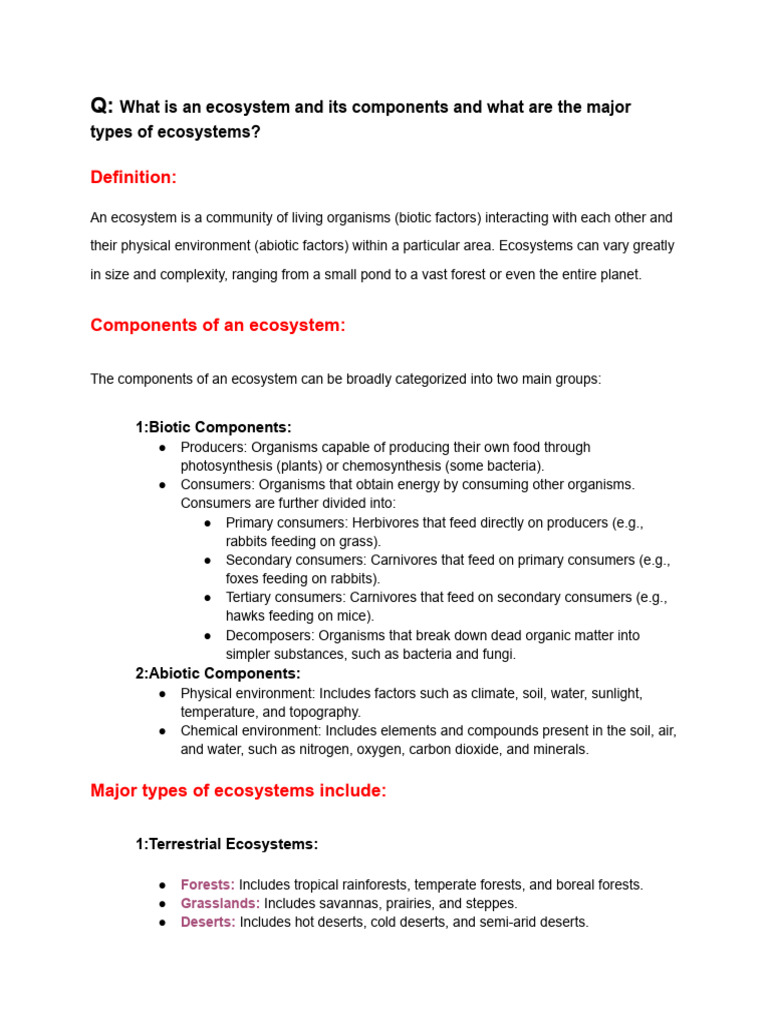 What Is Ecosystem and Its Components and What Are Its Major Types ...