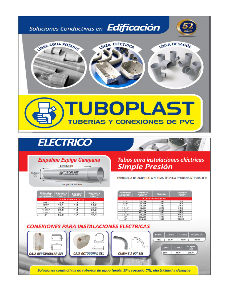 TUBERIAS Y ACCESORIOS PVC - TUBOPLAST | PDF