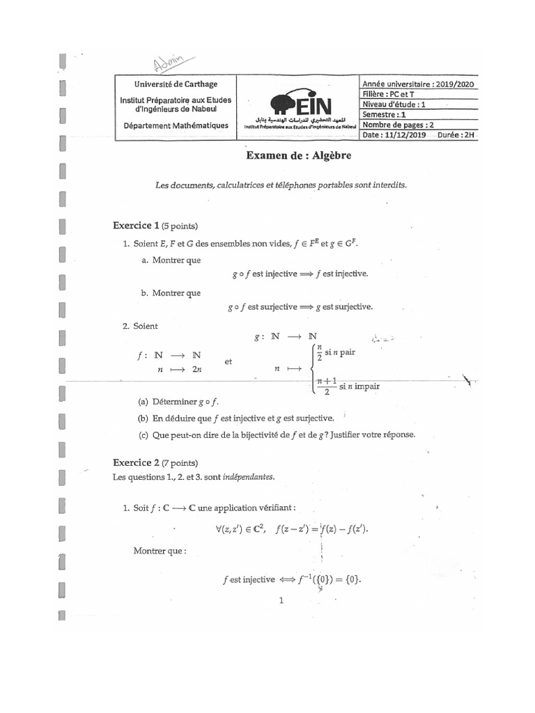 EX 1 Alg PC-PT - 2019 | PDF