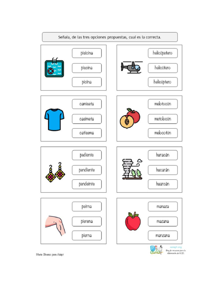 SELECCIONAR LA PALABRA CORRECTA | PDF