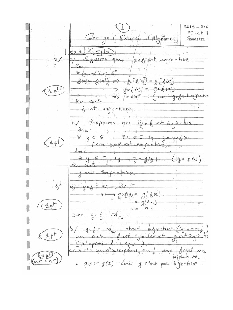 EXC 1 Alg PC-PT - 2019 Corrr | PDF