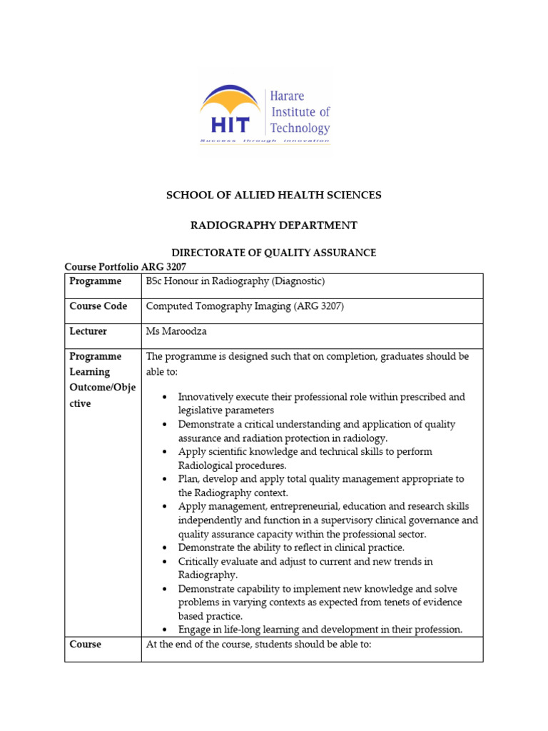 ARG 3207 COURSE PORTOFOLIO | PDF | Ct Scan | Medical Imaging