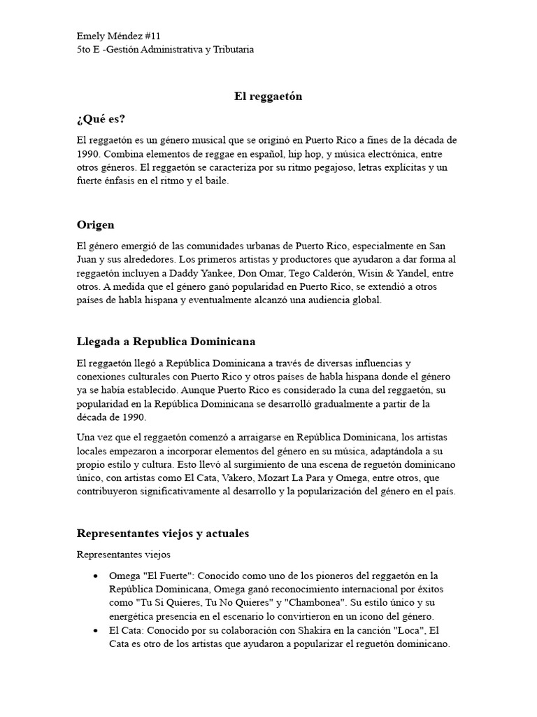 Historia y Evolución del Reggaetón | PDF | Musica Latinoamericana ...
