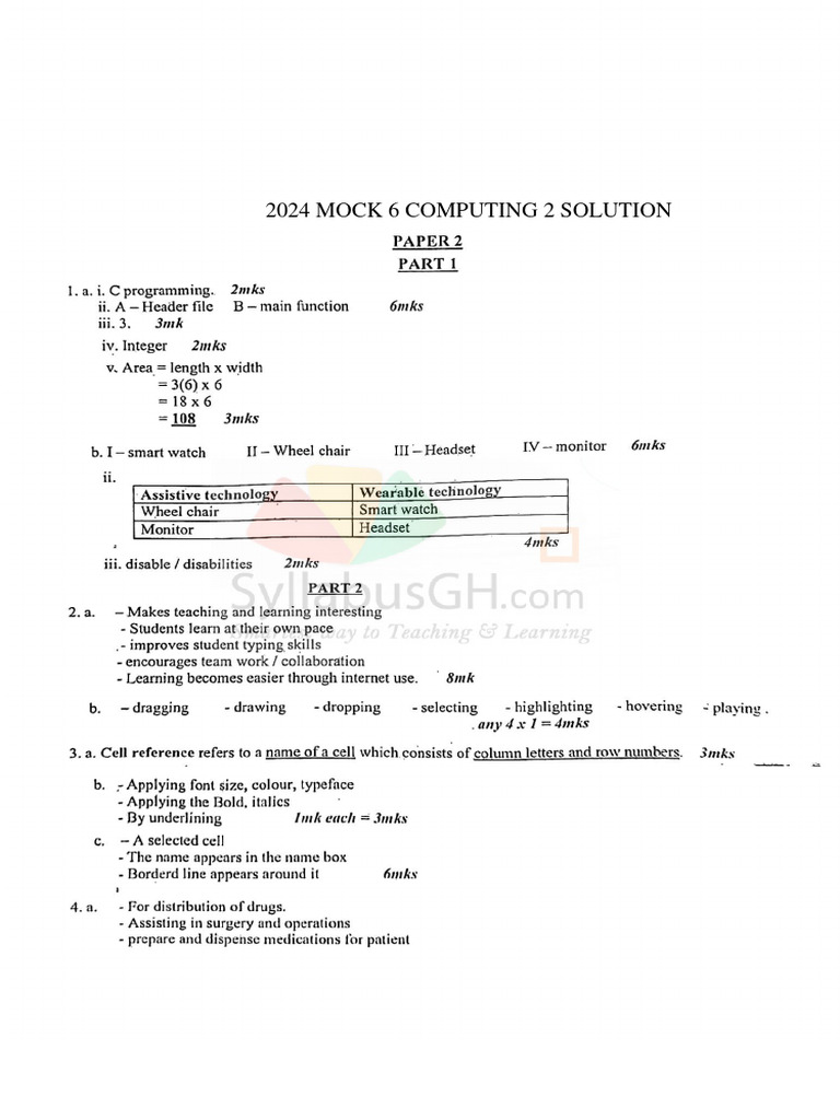 2024 Mock 6 Computing 2 Solution | PDF 2024 Mock 6 Computing 2 Solution | PDF