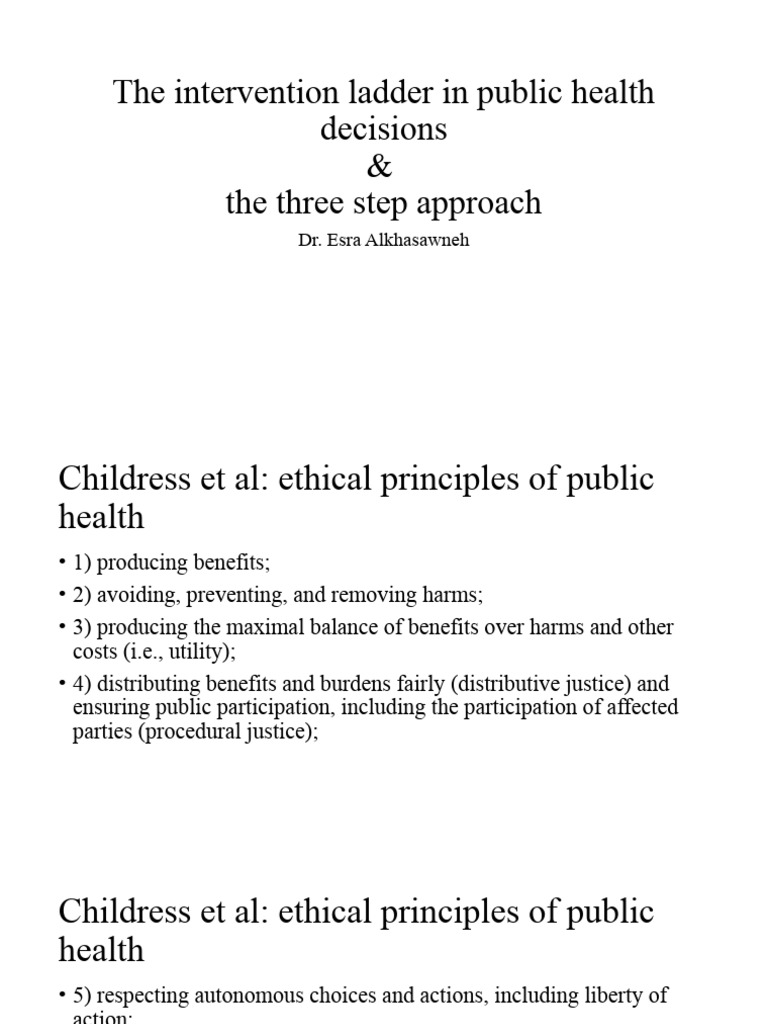 Public Health Decision Making Three Steps Approach and Intervention ...