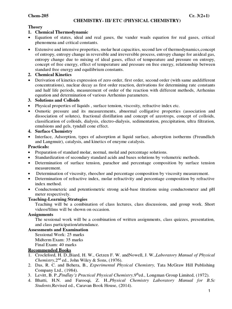 Chem 205 | PDF | Adsorption | Chemical Kinetics