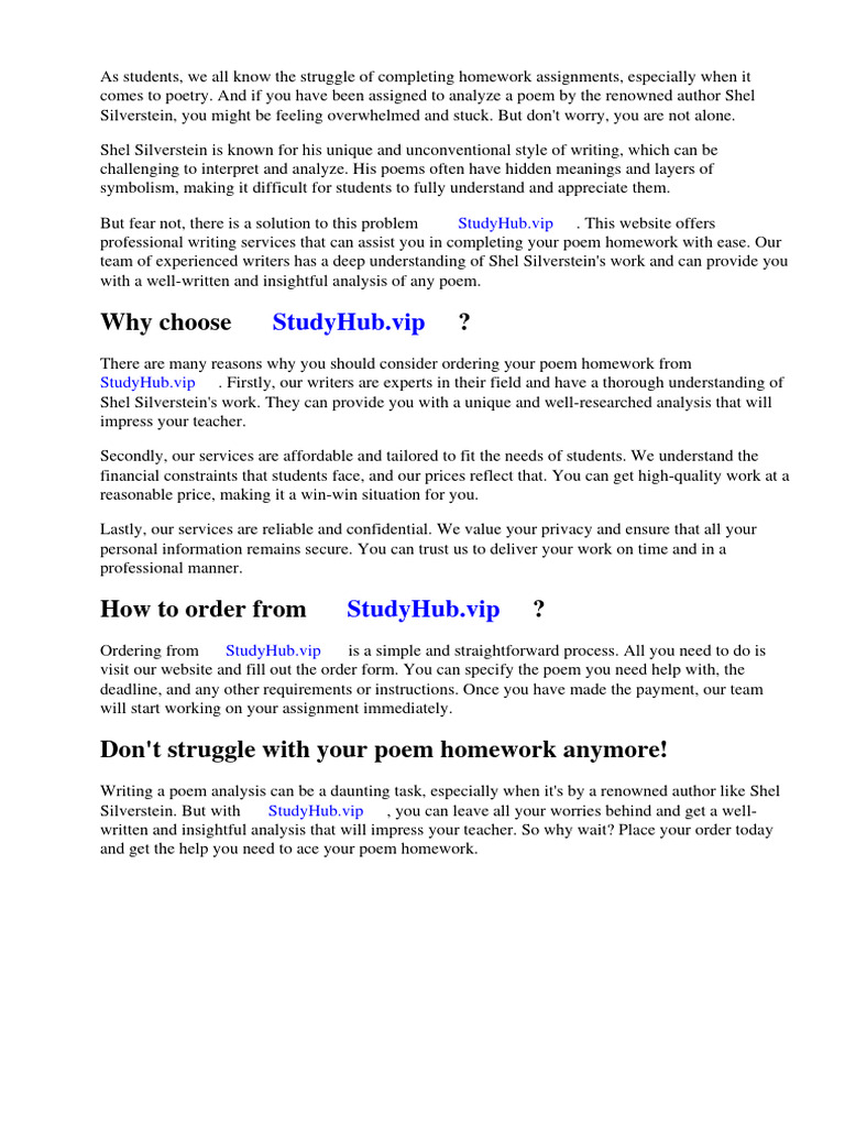 Shel Silverstein Poem Help | PDF | Poetry