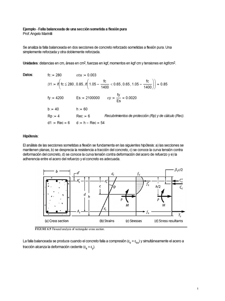 Ejemplo - Falla Balanceada Flexion (v1.0) | PDF | Concreto reforzado | Hormigón