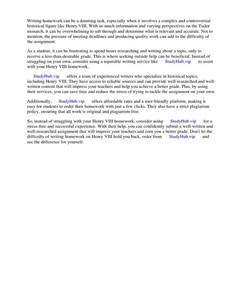 Henry v111 Homework | PDF