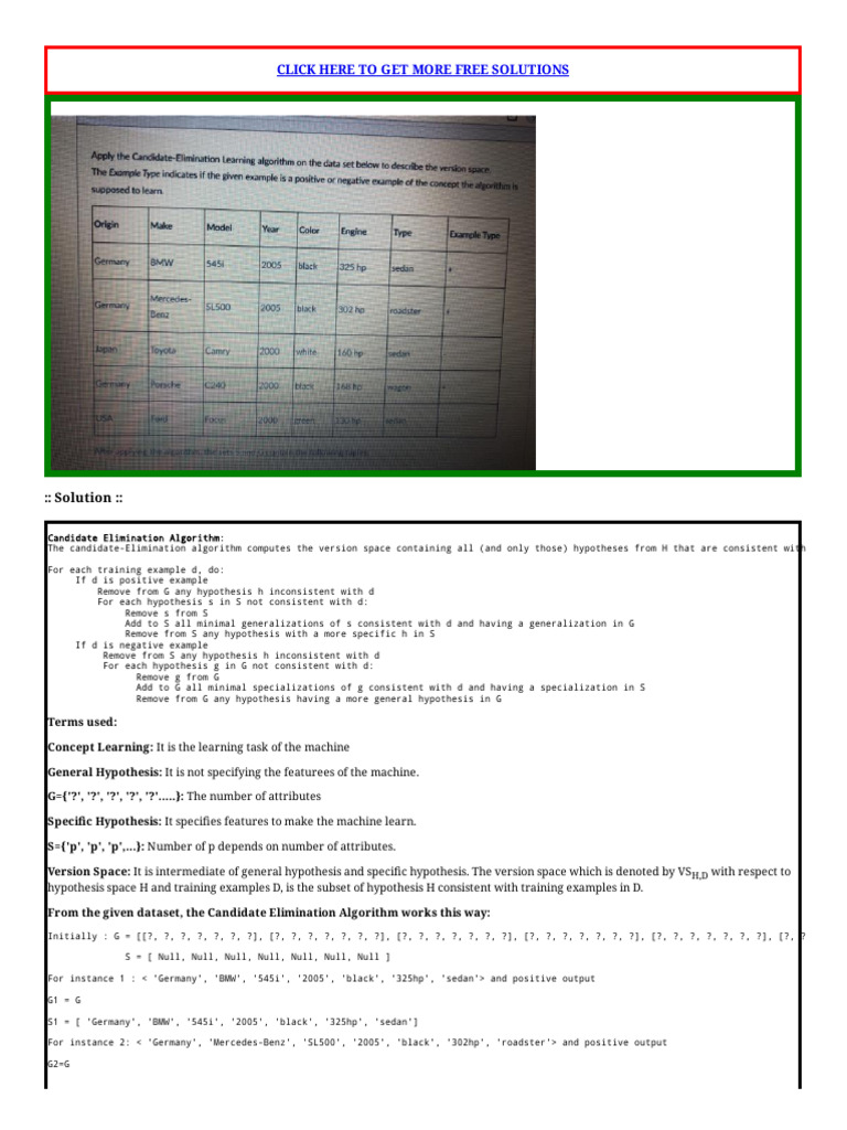Candidate Elimination | Download Free PDF | Theoretical Computer ...