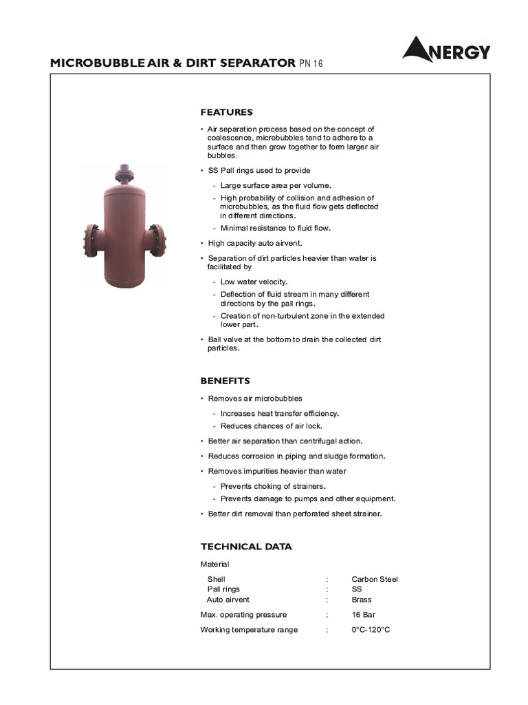 Microbubble Air& Dirt Separator | PDF | Gas Technologies | Applied And ...