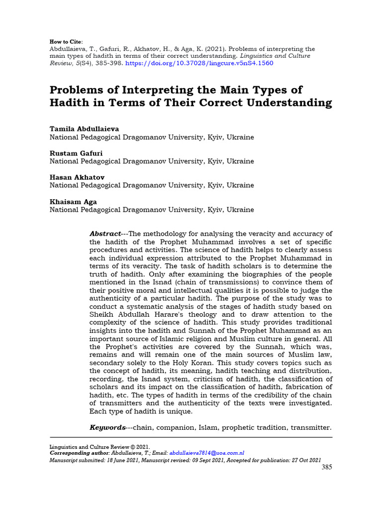 Problems of Interpreting The Main Types | PDF | Hadith | Muhammad